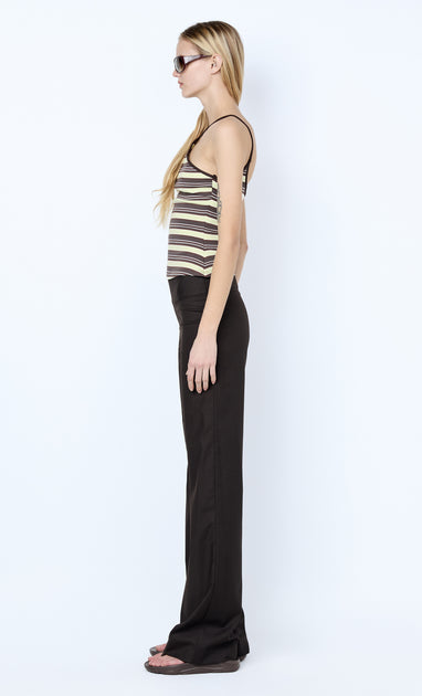 LUNA CROSSOVER TANK - DARK CHOC/DUSTY CITRON STRIPE – BEC + BRIDGE US
